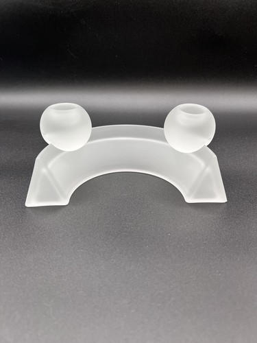Tupperware Frosted Glass Crescent Shape Taper Candle Holder Opaque | eBay