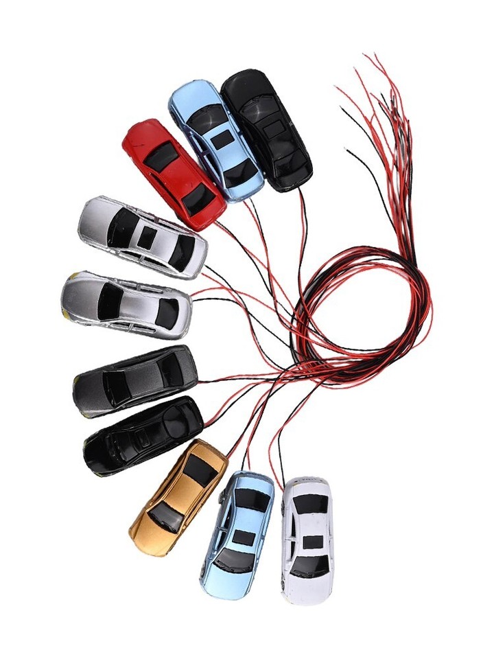 HO Scale Random Color Illuminated Model Car Train Set 45mm Length 10 ...