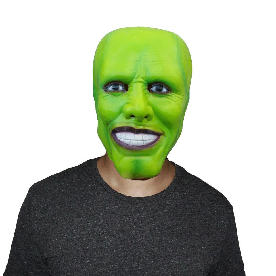 Movie The Mask Jim Carrey Green Latex Mask Cosplay Costume Halloween ...