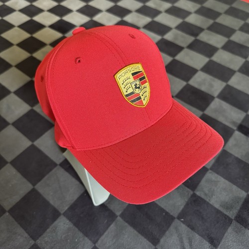 Vintage Porsche Crest Red Flex Fit Hat Baseball Cap OSFA New without ...