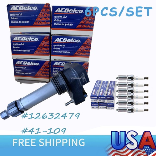 6X 12632479 D515C Ignition Coil + 6X 41-109 Spark Plug For GMC ...