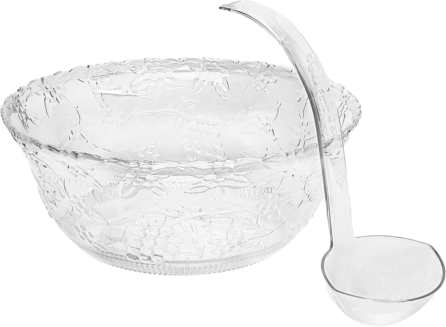 Heavyweight Clear Plastic 2-Gallon Punch Bow with 5 OZ Ladle ...