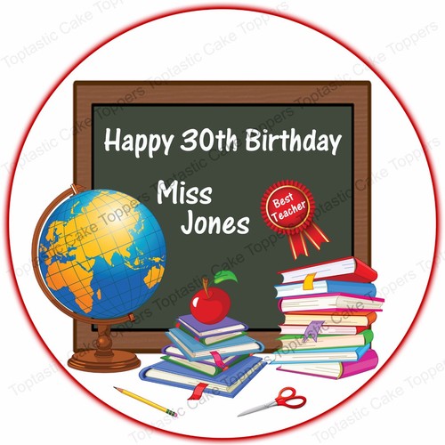 Personalised Teacher School Blackboard Edible Icing Birthday Party Cake ...