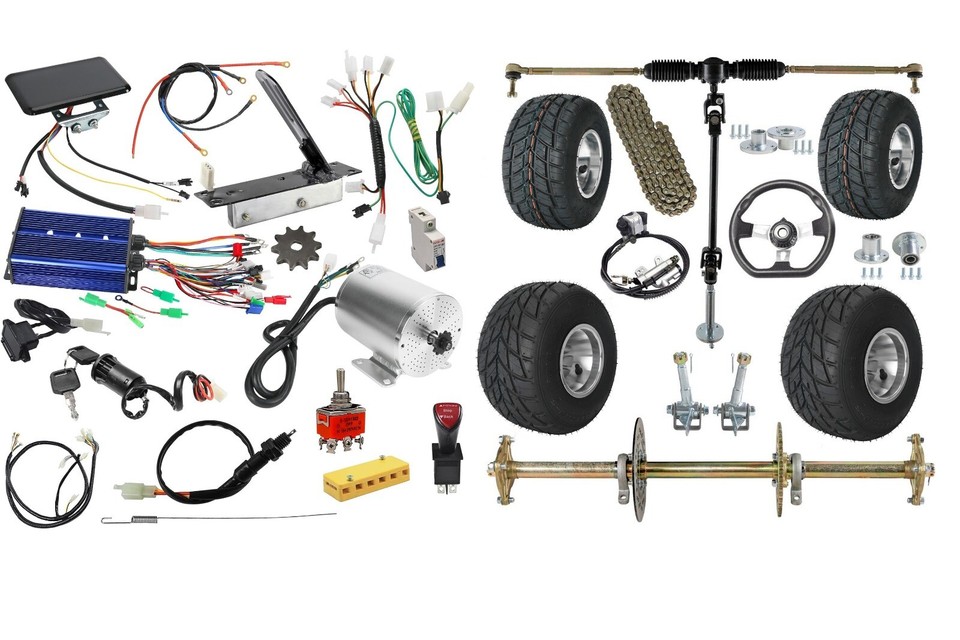 32" Racing Go Kart Rear Axle Kit 5" Wheels + 72V 3000W Motor Front ...