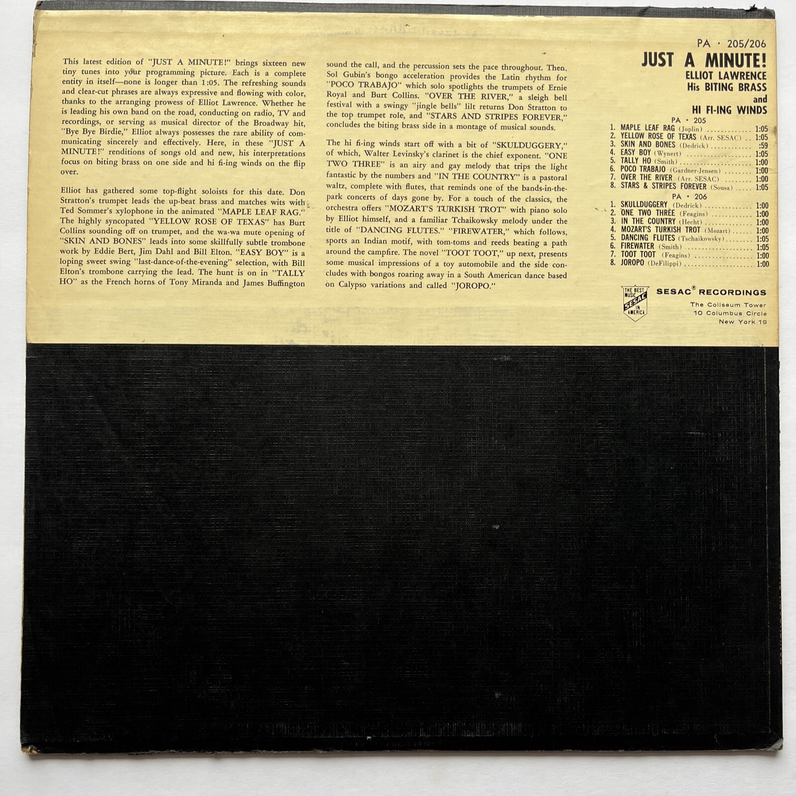 Elliot Lawrence – Just A Minute! Vinyl Record LP Jazz 1960 RARE! VG+ ...