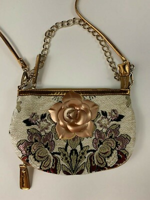 Sharif New York Crossbody Bag Handbag Floral Embroidery Rosette Unused ...
