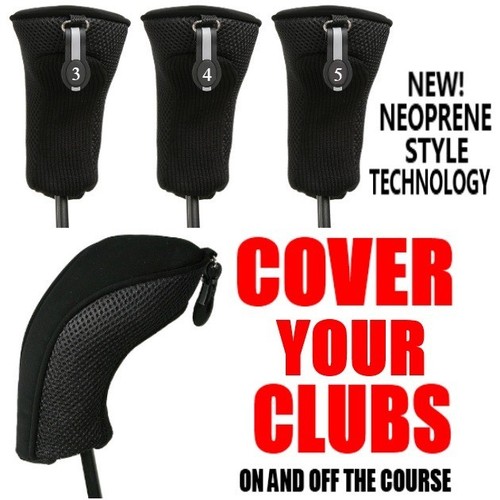 NEW NIB HYBRID THICK BLACK HEADCOVERS 3 4 5 SET FIT ADAMS GOLF CLUBS ...