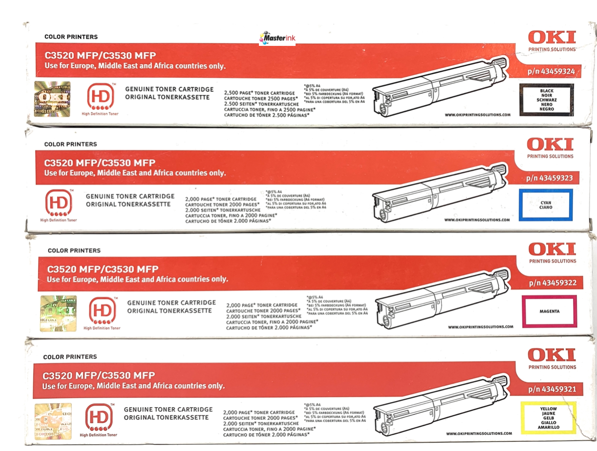 Oki Kit 4 Toner Original Black Cyan Magenta Yellow C3520/C3530 MFP/MC350/MC360 | eBay