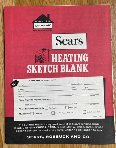 Sears How To Do It Yourself Heating Sketch Blank - 1971 - never used | eBay