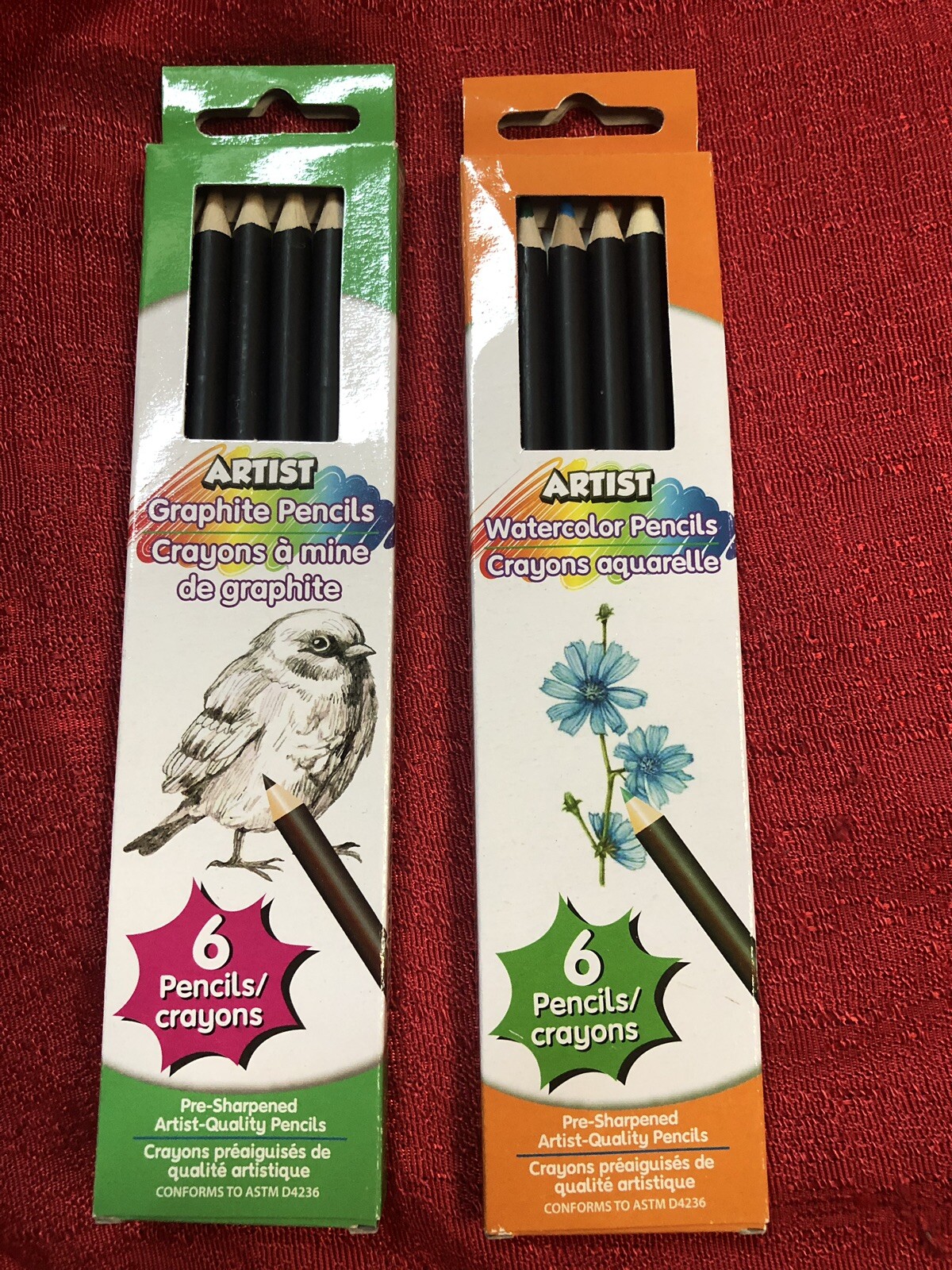 2 Packs Of Grafix Artist Pencils, 6 in Each Pk, Graphite & Watercolors ...