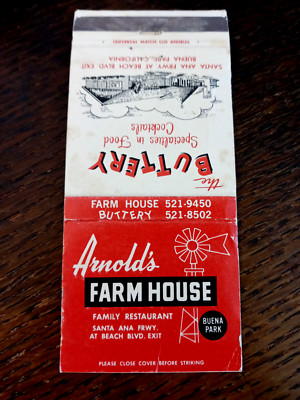 Vintage Matchbook: Arnold's Farm House/The Buttery, Buena Park, CA | eBay