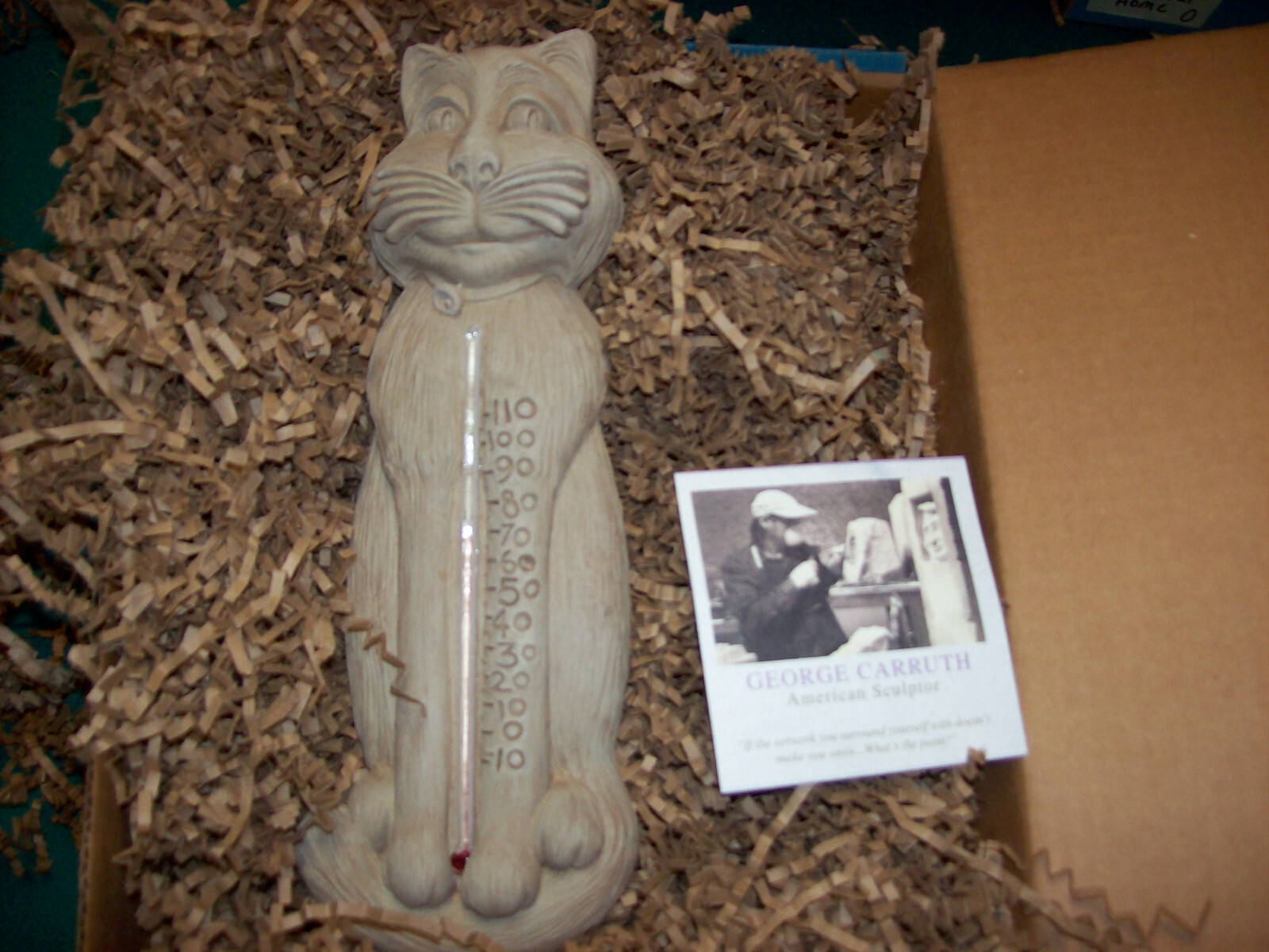 Cat Thermometer Figure Concrete Garden by George Carruth | eBay