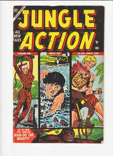 JUNGLE ACTION #3 1955-ATLAS-JOE MANEELY ART LEOPARD GIRL-marvel comic ...
