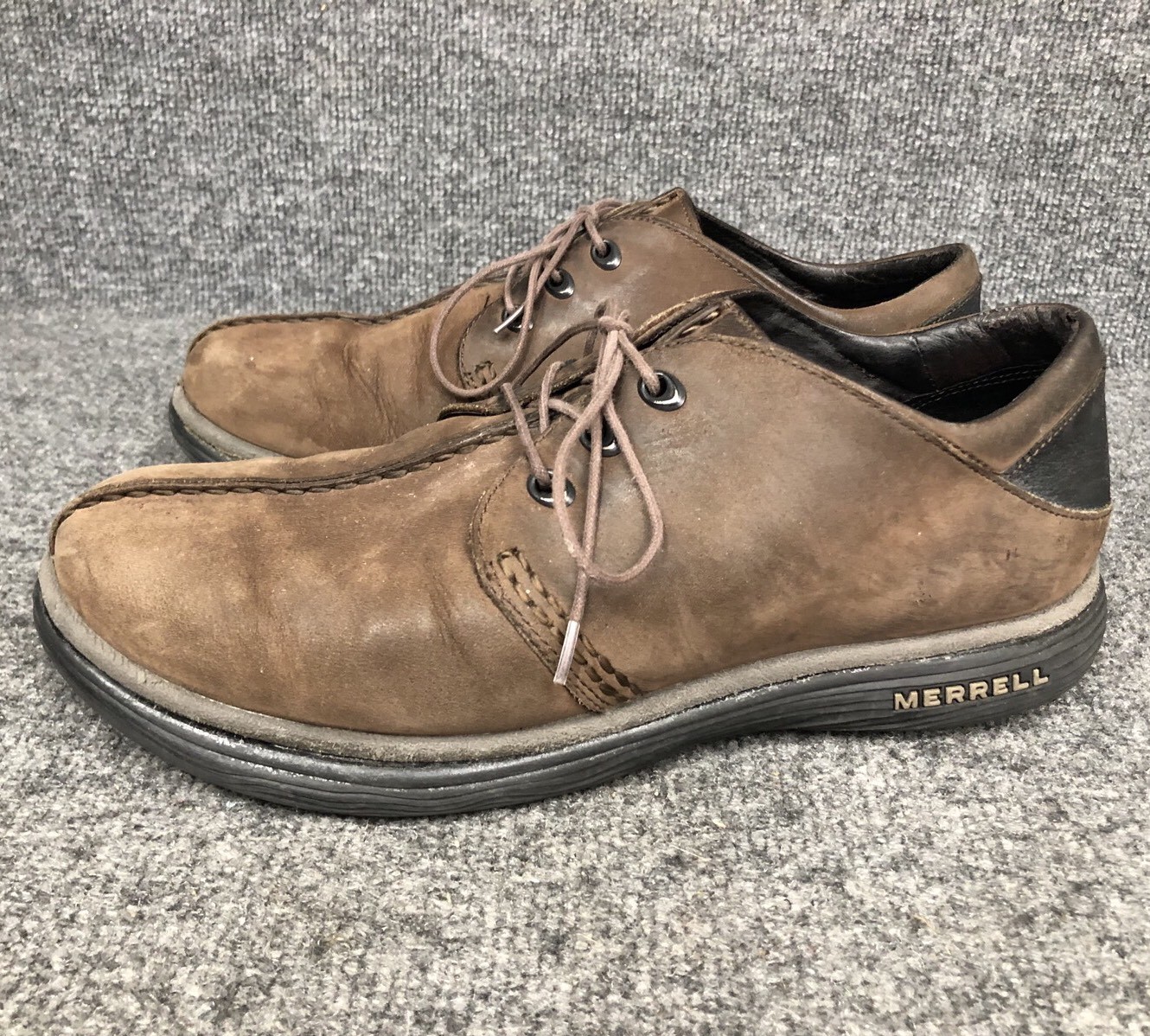 Merrell "Topo Top Stitch" Oxfords Stone/Brown Leather Shoes Mens Sz 10M ...