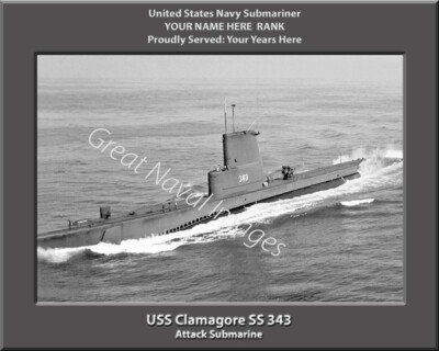 USS Clamagore SS 343 Personalized Canvas Submarine Photo Print Navy ...
