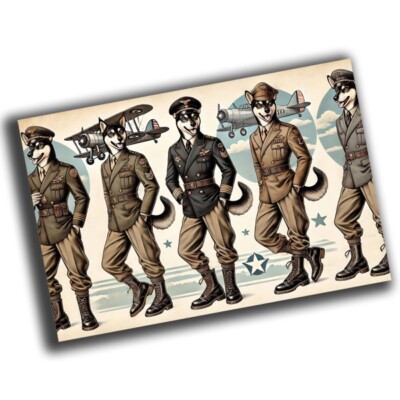 nice vintage military cats officers in uniform retro WW2 Photo Glossy 4 ...