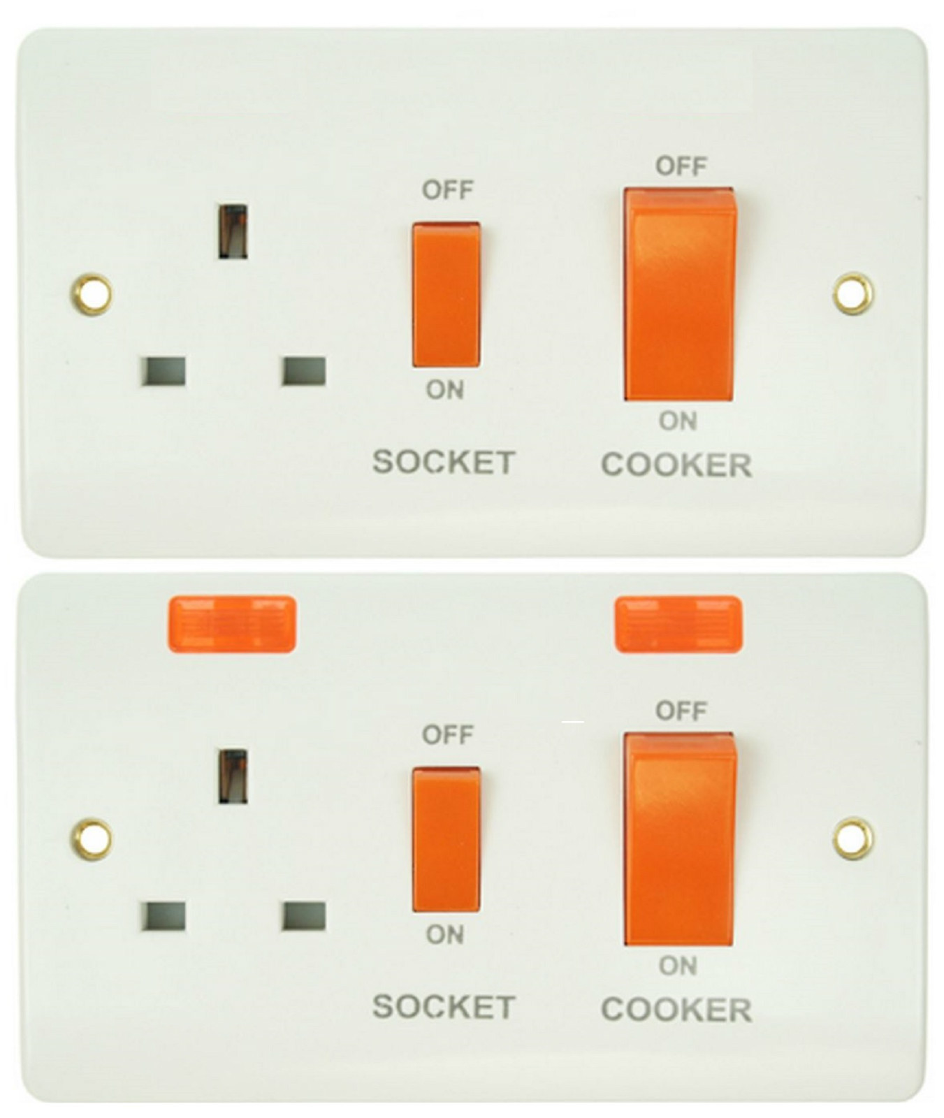 Click Mode 45A Cooker Switch With 13A Switched Socket Outlet Scolmore ...