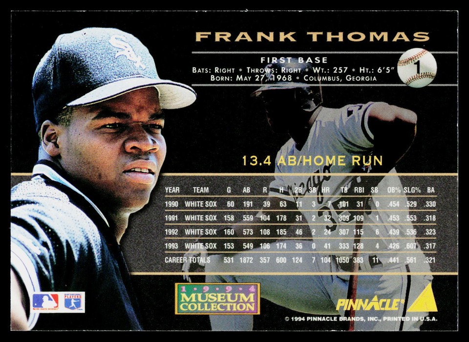 1994 Pinnacle #1 Frank Thomas Museum Collection | eBay