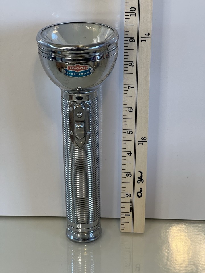 Vintage Rayovac Sportsman Chrome Flashlight 9 Inch 1960's Works | eBay