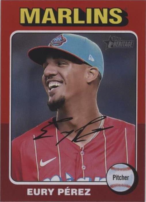 2024 Topps Heritage - Eury Perez #374 Red Border "White Border" Above ...