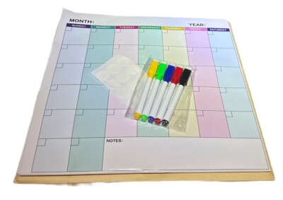 Reusable Dry Erase Yearly Wall Calendar 36” X 54”, 5 Markers Included ...