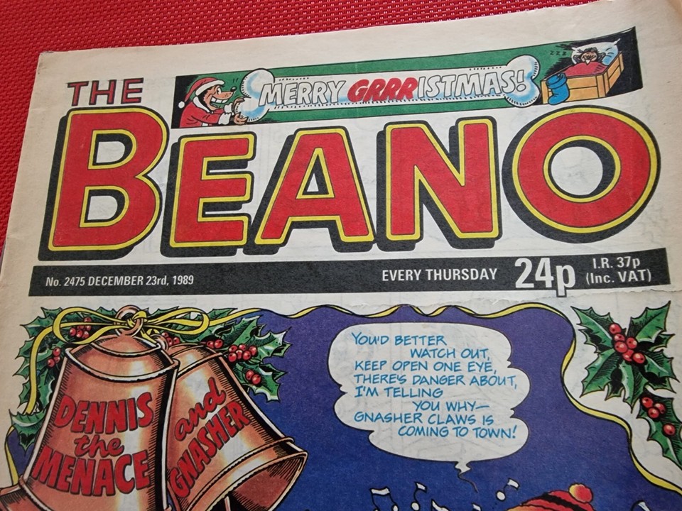 The Beano Comic No. 2475 Christmas Edition Dated 23 Dec 1989 Small Tear ...