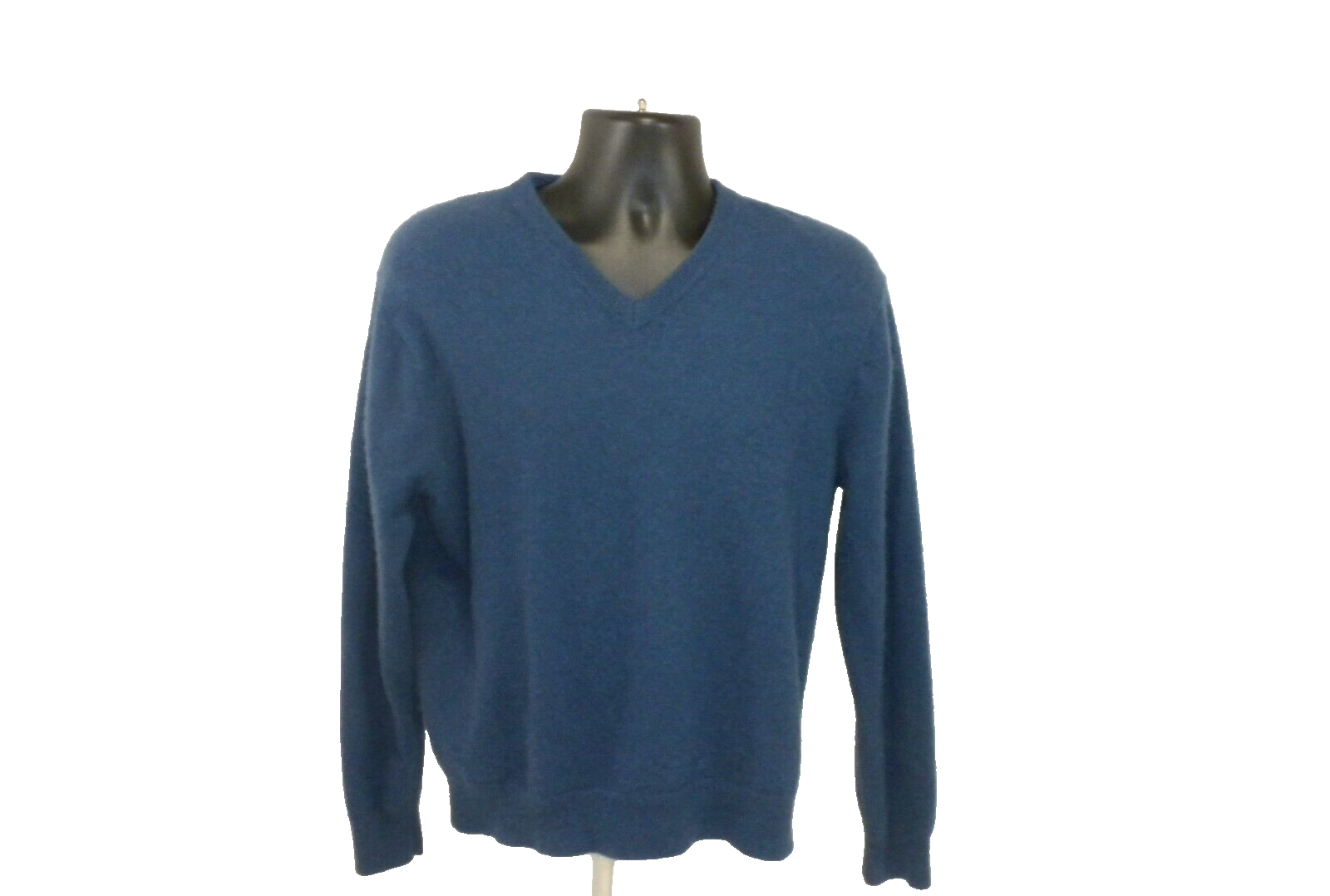 Club Room Sweater Mens L Blue Estate Cashmere 2 Ply V Neck Long Sleeve ...