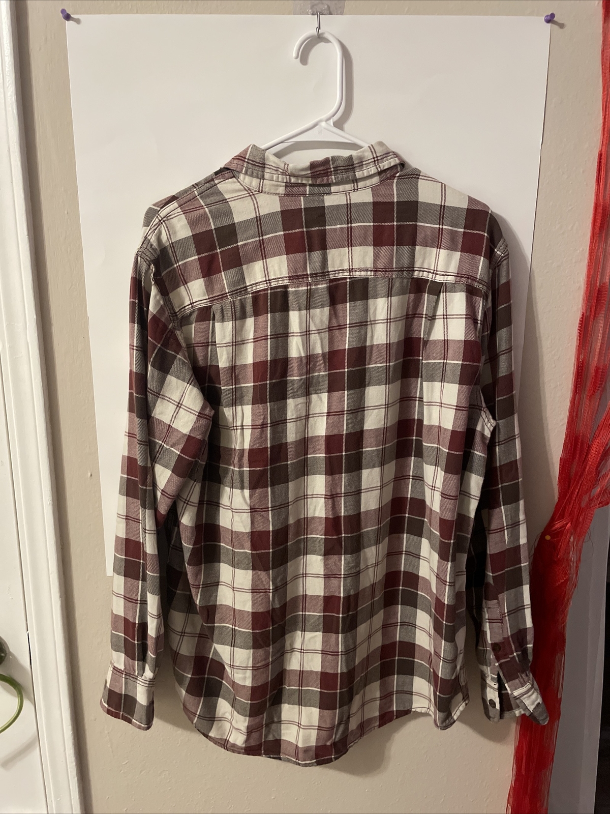 Faded Glory Shirt Mens Medium Brown Plaid Flannel Button Up 100% Cotton ...