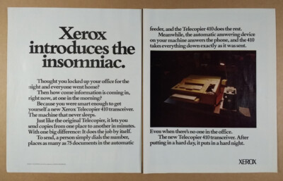 1973 Xerox Telecopier 410 Fax Machine vintage print Ad | eBay