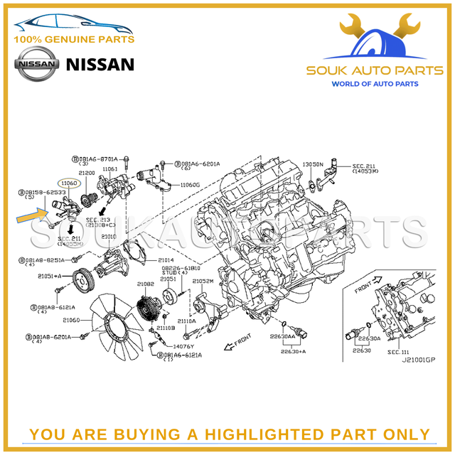 11060-1la0a Nissan Outlet-water 110601LA0A Genuine OEM Part for sale ...