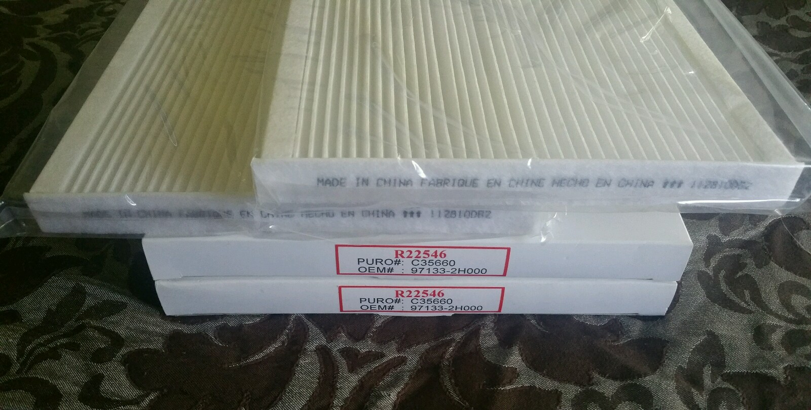 LOT 2 New Cabin Air Filter R22546 97133-2H000 C35660 Elantra 2006-20012 ...