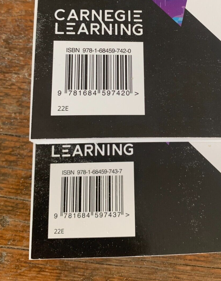 Carnegie Learning Algebra 1 Vol 1 and 2 Student Edition High School ...