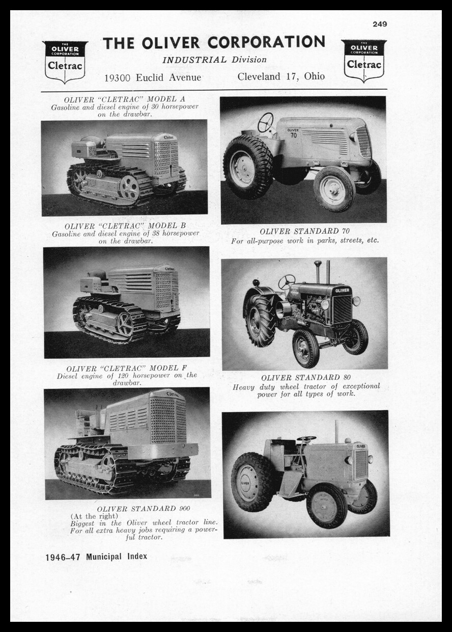 1946 Oliver Cletrac Tractors Model A B F Cleveland OH Vintage trade ...