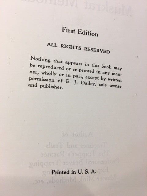 Master Muskrat Methods by E.J. Dailey Muskrat Trapping First Edition | eBay