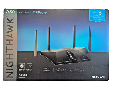 OPEN BOX NETGEAR Nighthawk AX6 6-Stream AX4300 Wi-Fi Router RAX45 ...
