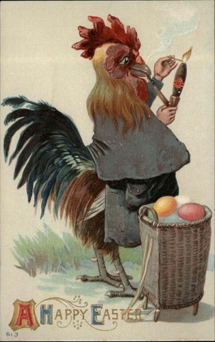 EASTER DRESSED ANIMAL FANTASY Rooster Smoking Cigar Pipe Antique ...