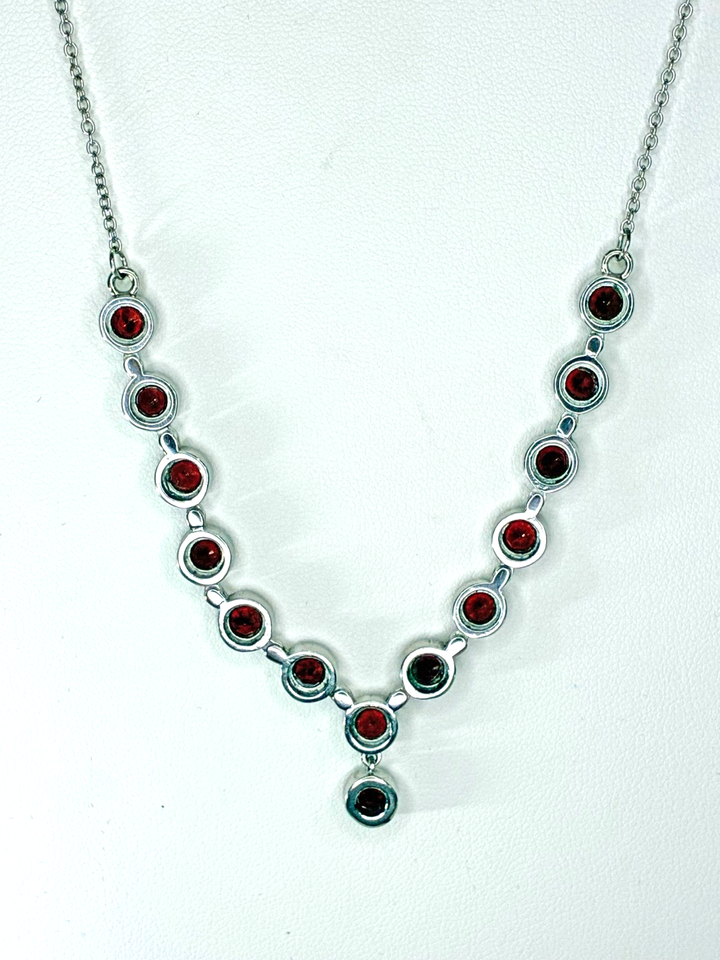 Mozambique Garnet Stainless Steel Necklace with Magnetic Clasp | eBay