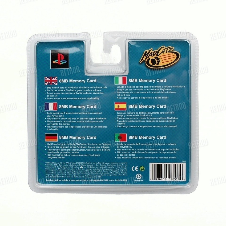 MadCatz Playstation2 8MB Memory Card Clear Blue PS2 Retro Gaming SLEH ...