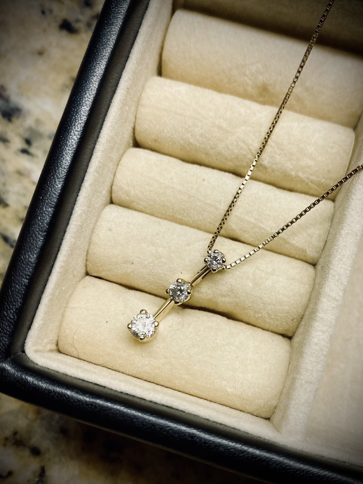 14k Yellow Gold Past, Present, Future Diamond Pendant… - Gem