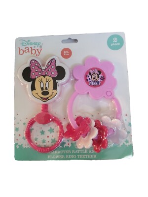 Disney Baby Minnie Mouse Character Rattle & Flower Ring Teether BPA ...