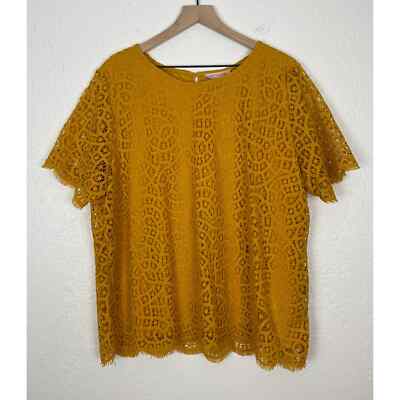 Philosophy Mustard Yellow Knit Crochet Lace Top NWT Size XXL | eBay