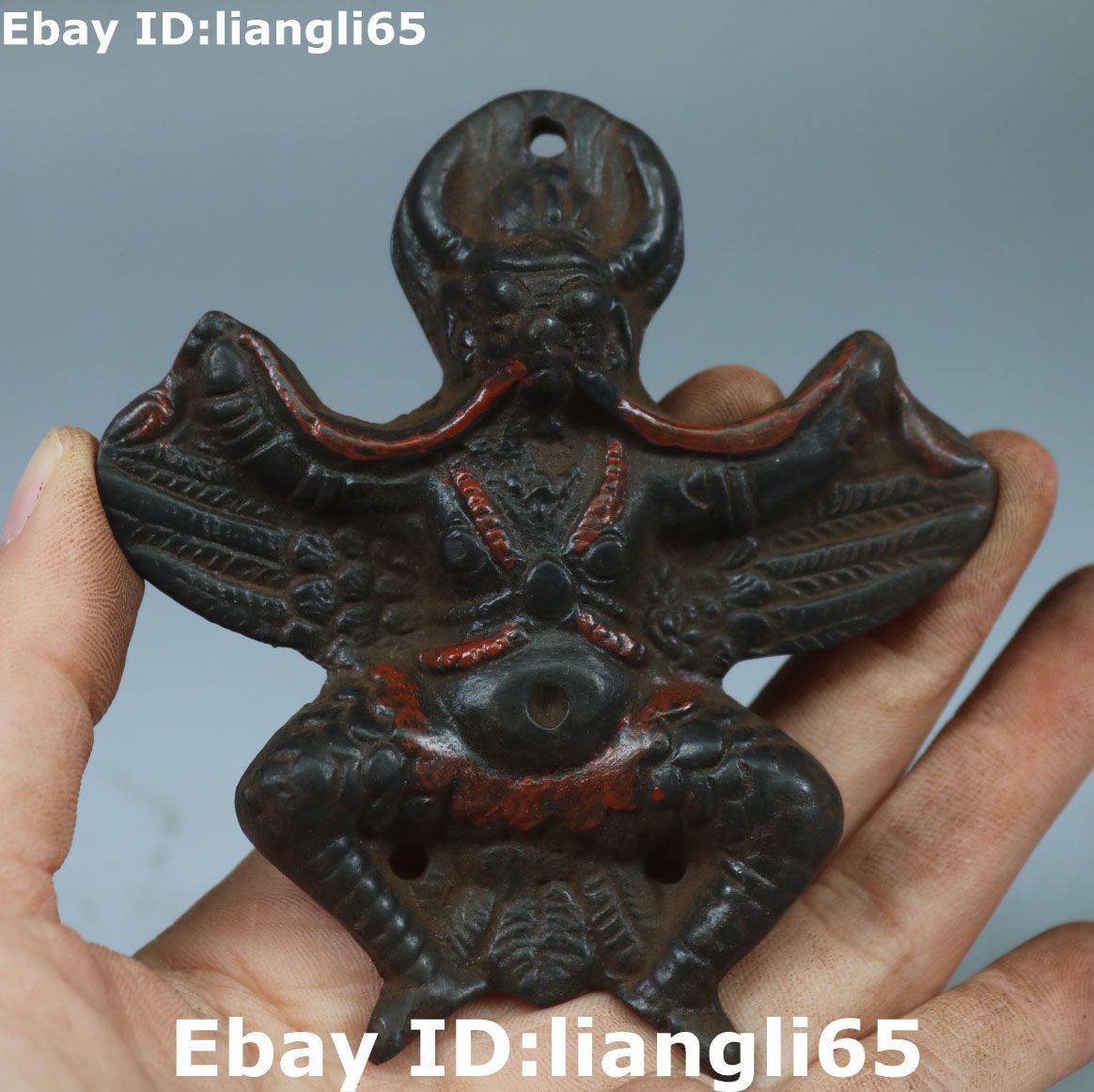 9 cm Schwarz Bronze Zinnober Winged Garuda Vogel Talisman Anhänger ...