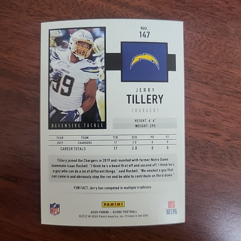 2020 Panini Score Gold Jerry Tillery #147 Los Angeles Chargers | eBay