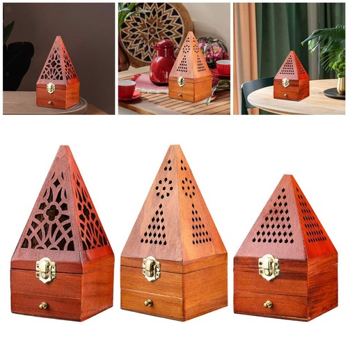 Wooden Censer, Wood Incense Burner Box, Pyramid Cone Incense Holder ...