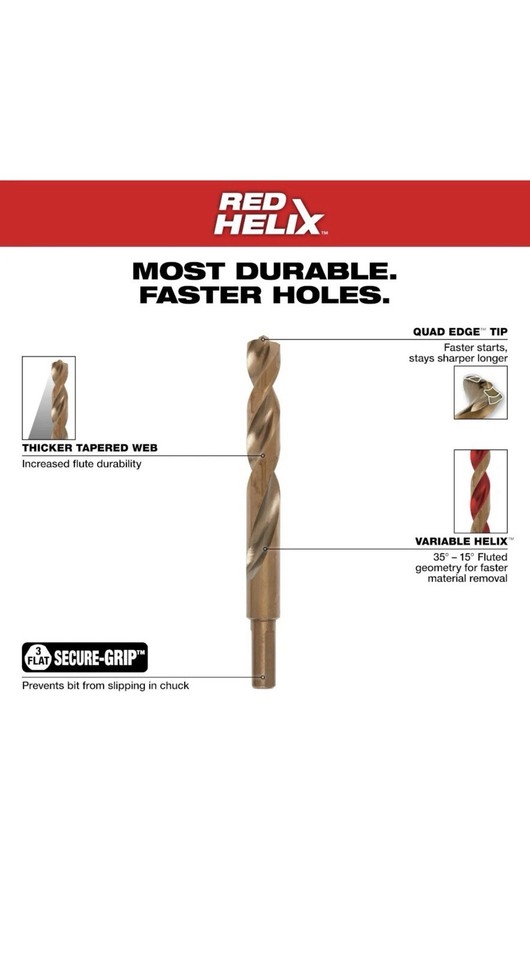 Milwaukee 48-89-2370 RED Helix Cobalt 15 Piece Drill Bit Set - New | eBay