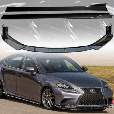 FOR LEXUS F-SPORT IS200T IS350 FRONT LIP SPLITTER + SIDE SKIRT GLOSS ...