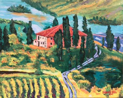 TUSCANY Vineyard Original Art PAINTING Artist DAN BYL Impressionism 4ft ...