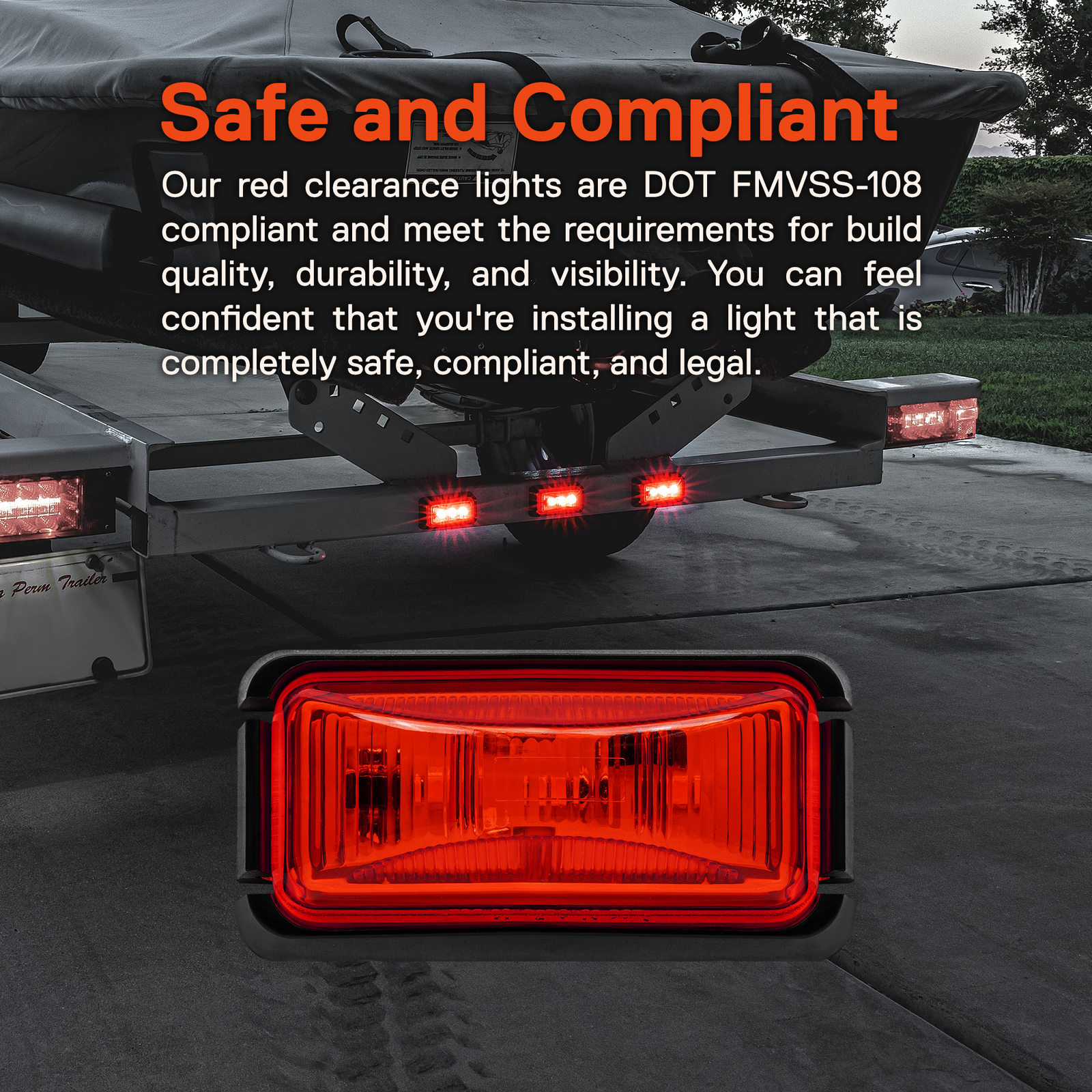 12pc 2.5" Red LED Trailer Marker Light Black Bezel DOT FMVSS 108 SAE ...