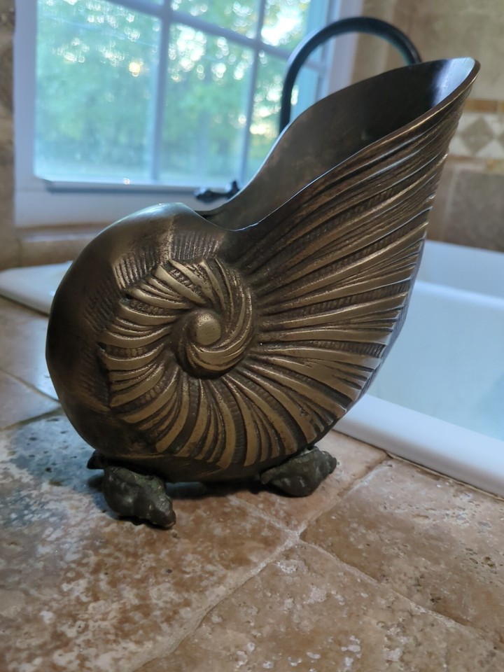 Vintage Solid Brass Nautilus Conch Shell Vase Unique Sea Shell | eBay