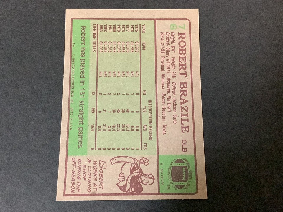 Robert Brazile 1984 Topps #76 EX/Nrmt Condition | eBay